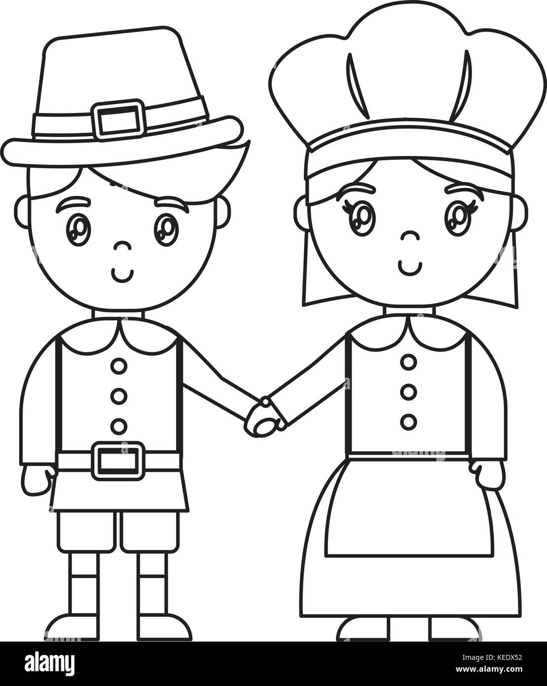 Thanksgiving day pilgrim couple Cut Out Stock Images & Pictures - Alamy
