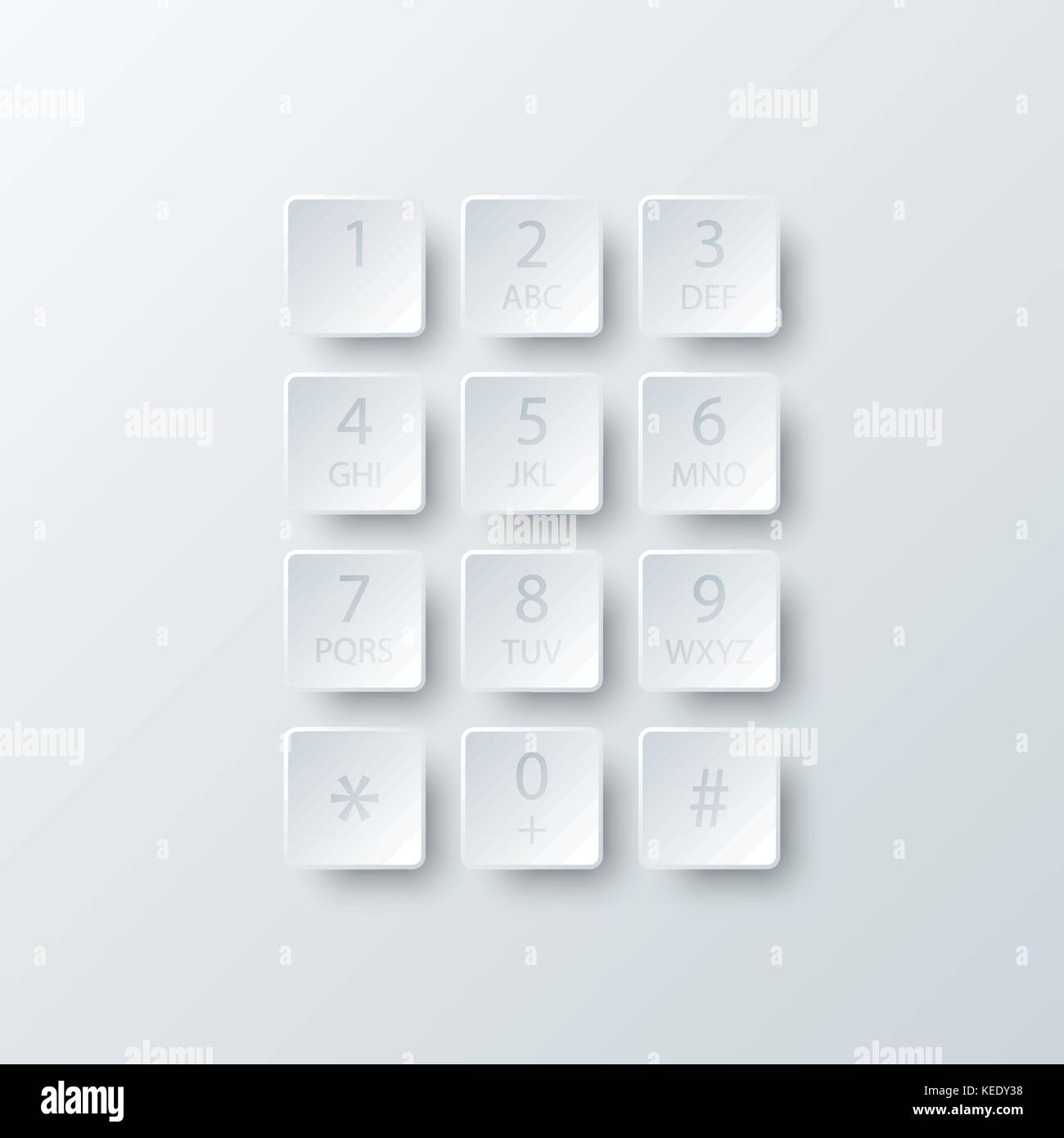 Simple white 3d number dial square button paper for website ...