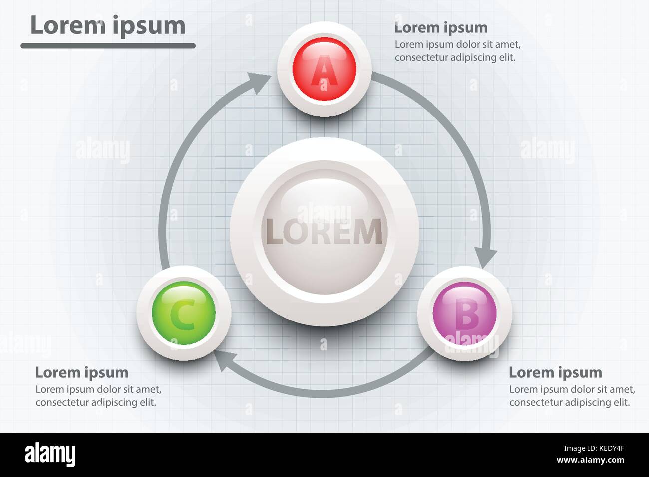 Colorful three topics 3d paper circle with white circle in center for ...