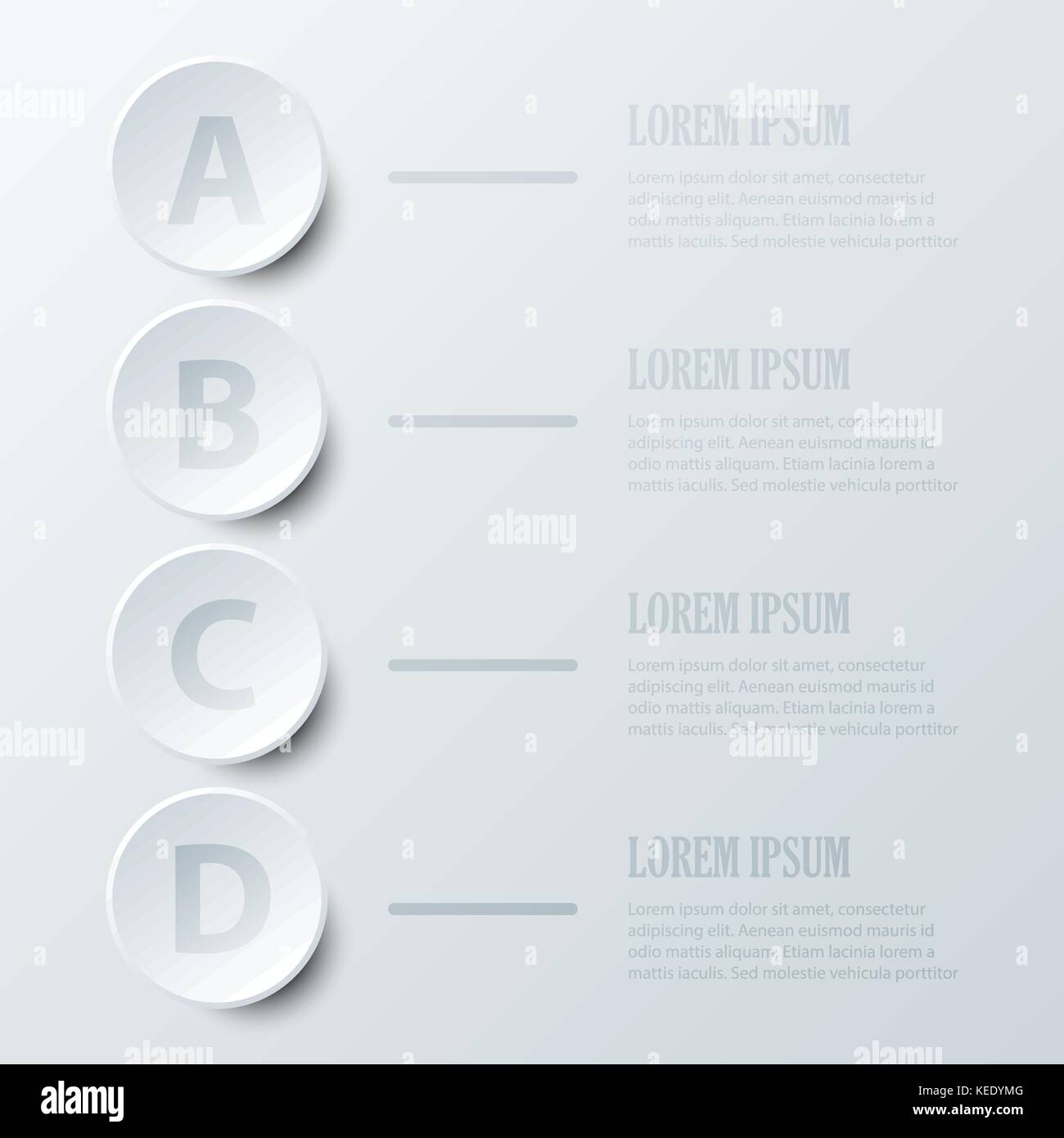 Four topics simple white 3D paper circle for website presentation cover ...