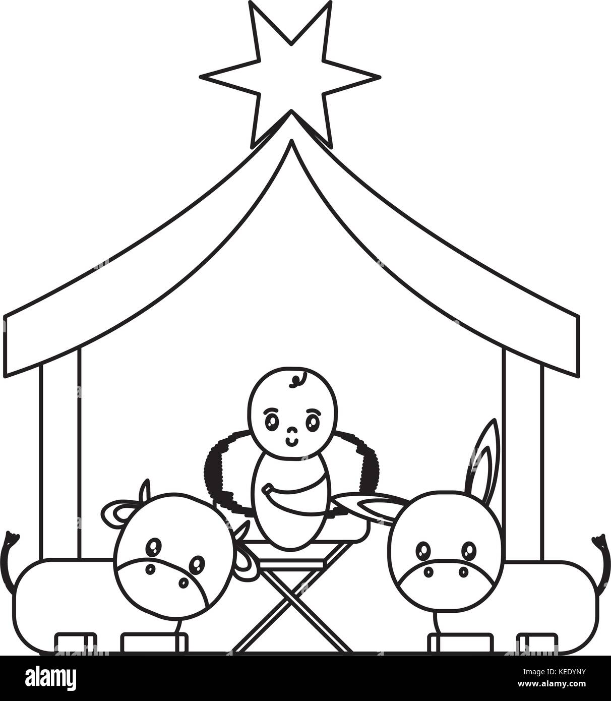Baby Jesus In The Manger Coloring Pages