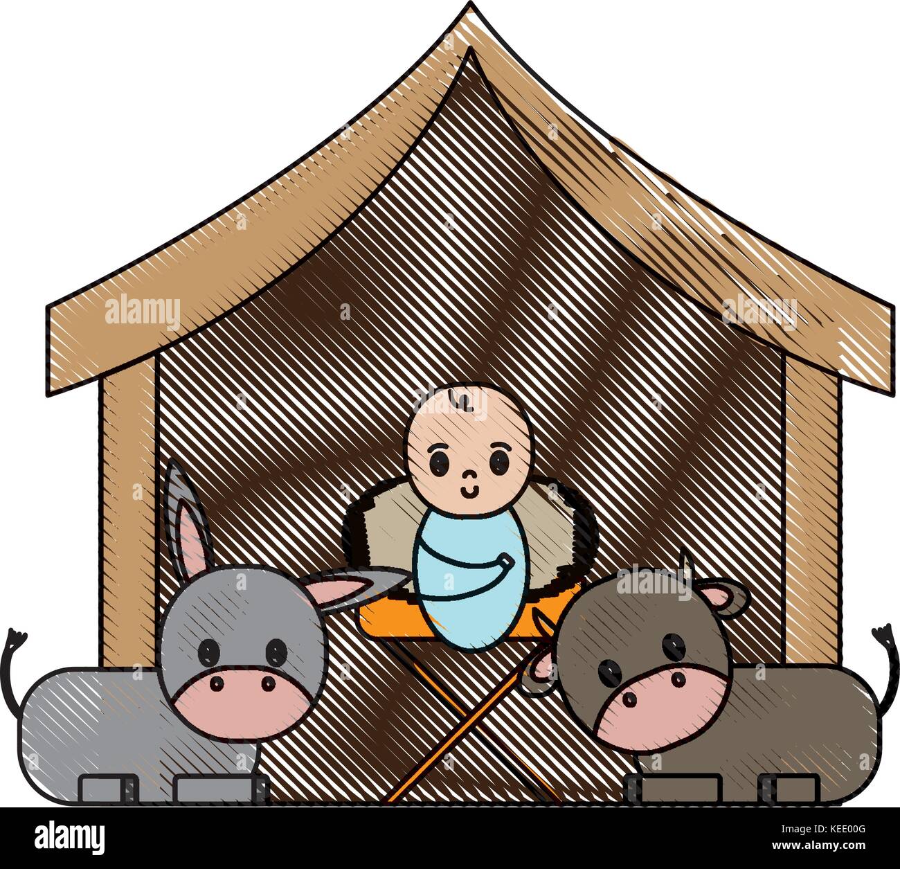 manger scene with baby jesus icon Stock Vector Image & Art - Alamy