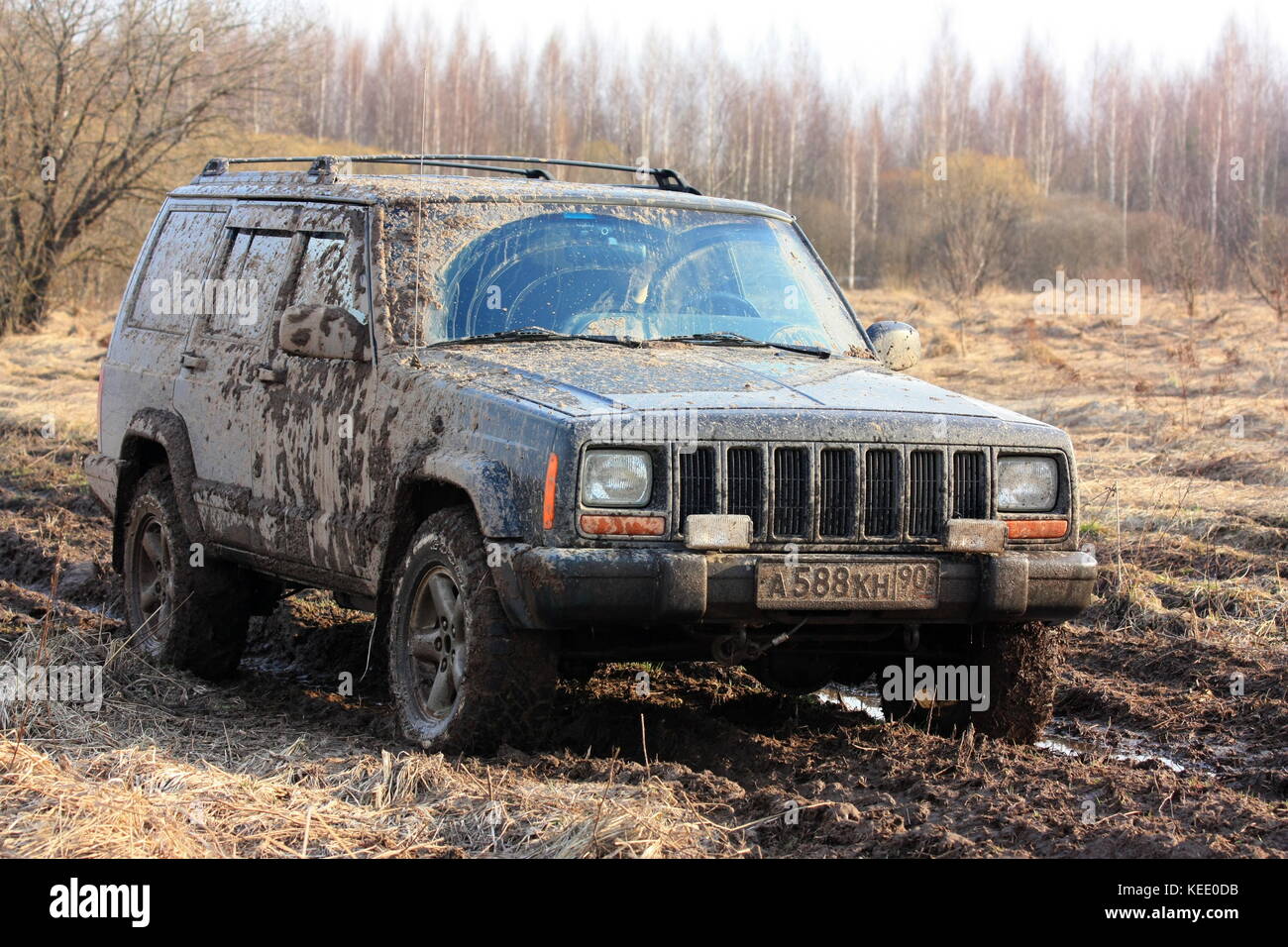 Dirty offroad car. A trip to the nature, off-road. Russia, the Ryazan ...