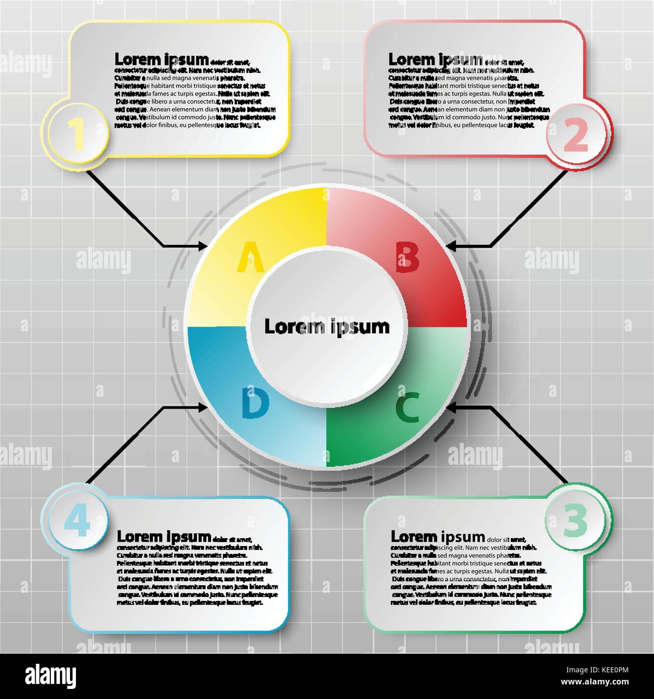 Coloful paper circle with four topics for website presentation cover ...