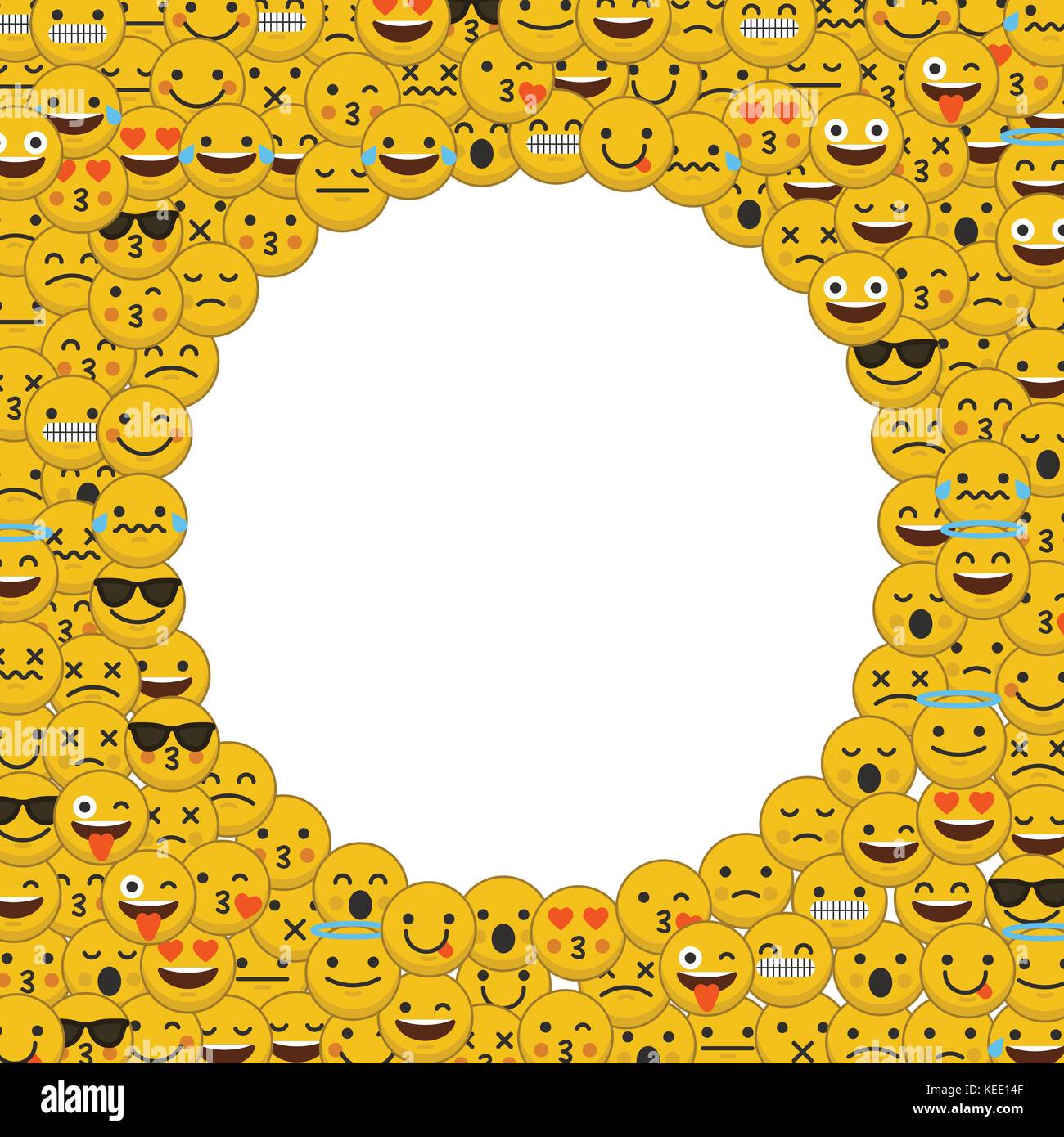 Set of emoji emoticon character faces in a circle Stock Vector Image ...