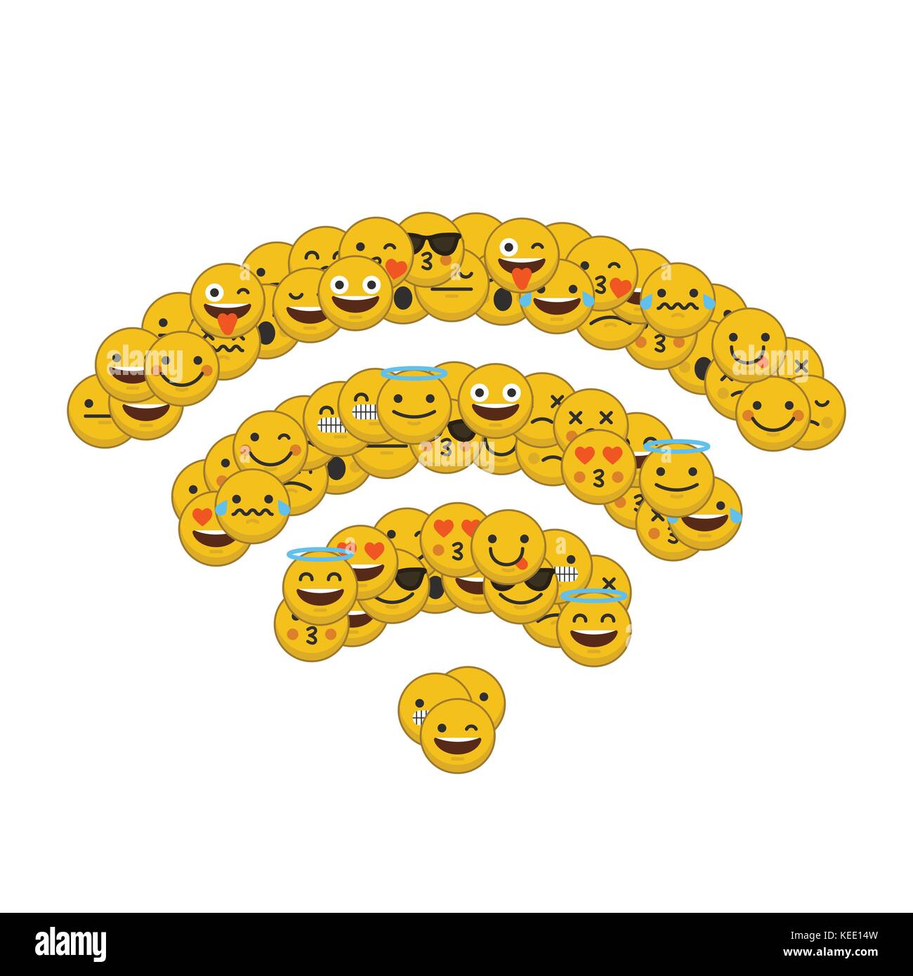 Set of emoji emoticon character faces in a wifi shape Stock Vector ...