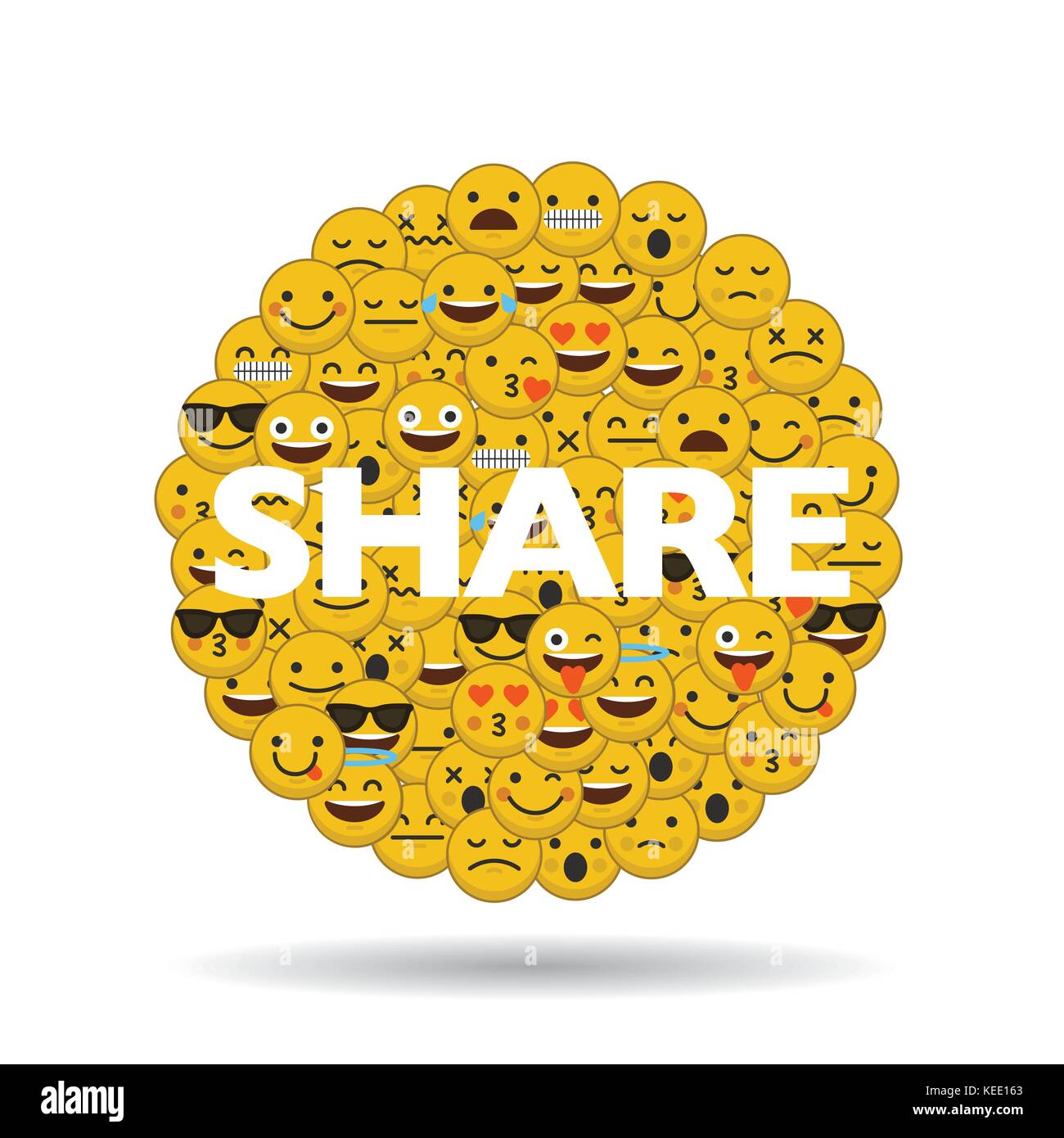 emoji emoticon character faces in a circle with message Stock Vector ...