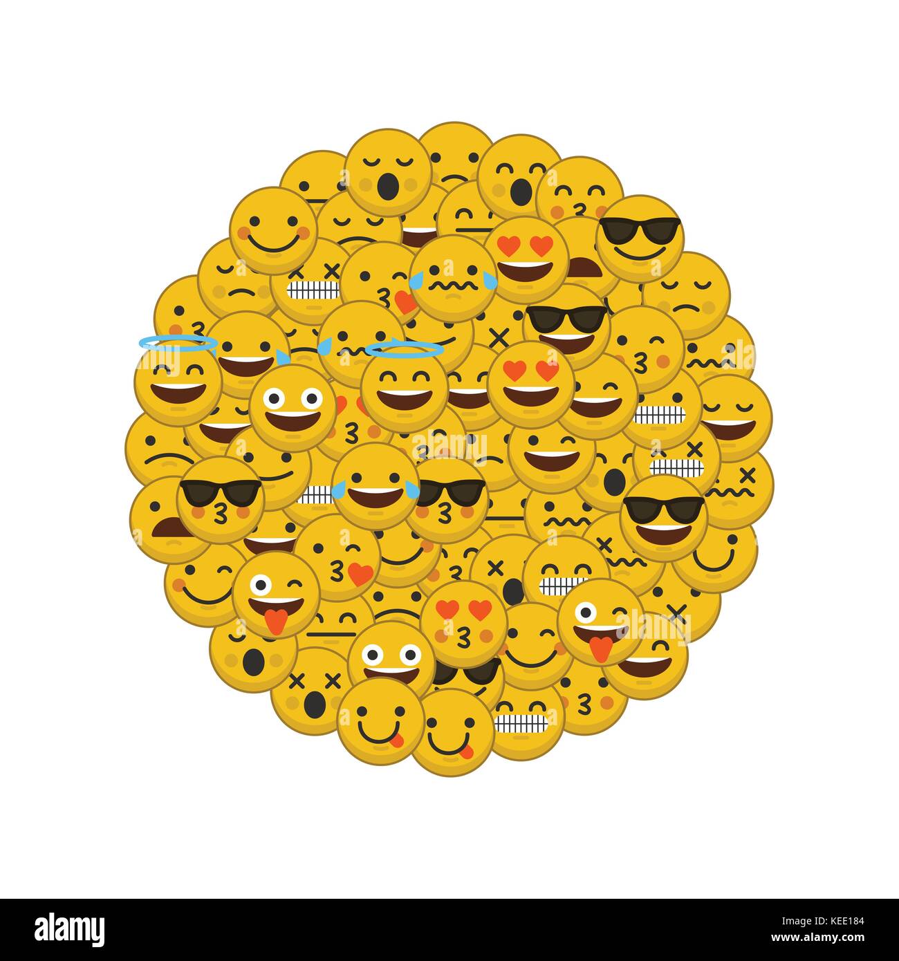 Set of emoji emoticon character faces in a circle Stock Vector Image ...