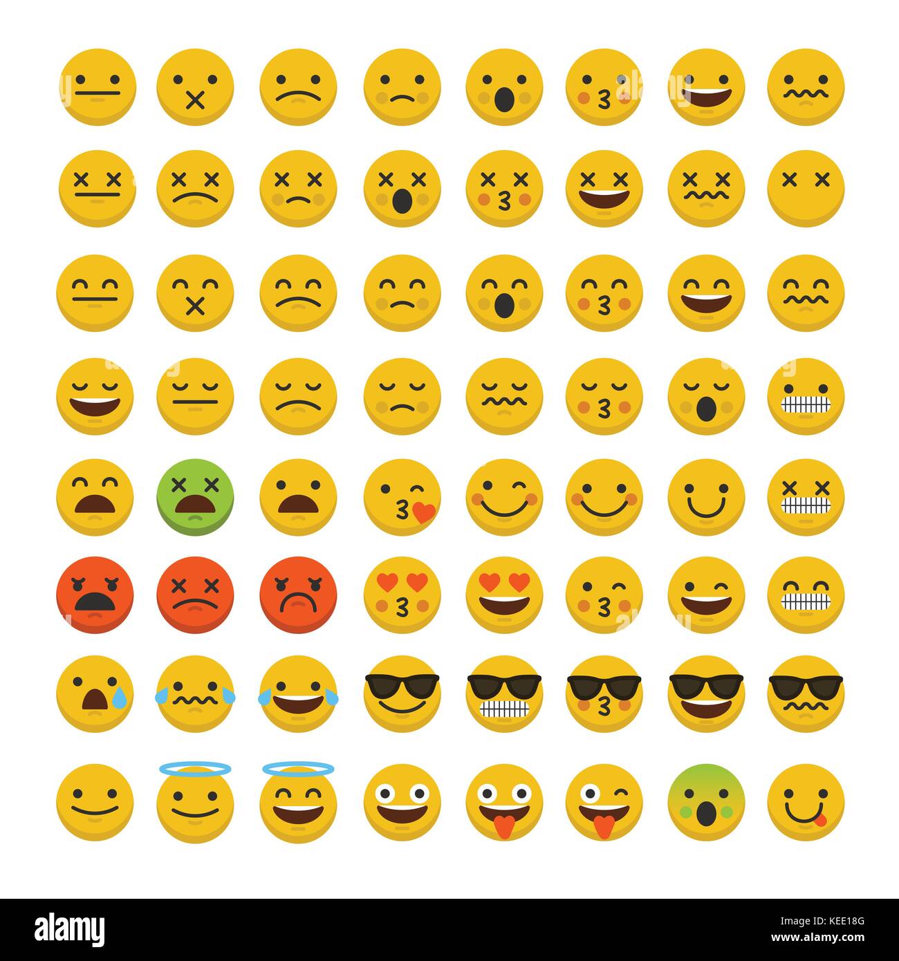 Set of emoji emoticon character faces Stock Vector Art & Illustration ...