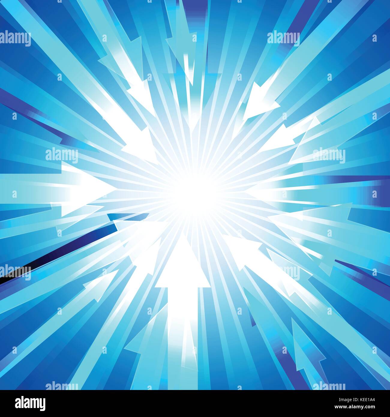 Blue burst with lots of arrows out from center for abstract vector ...