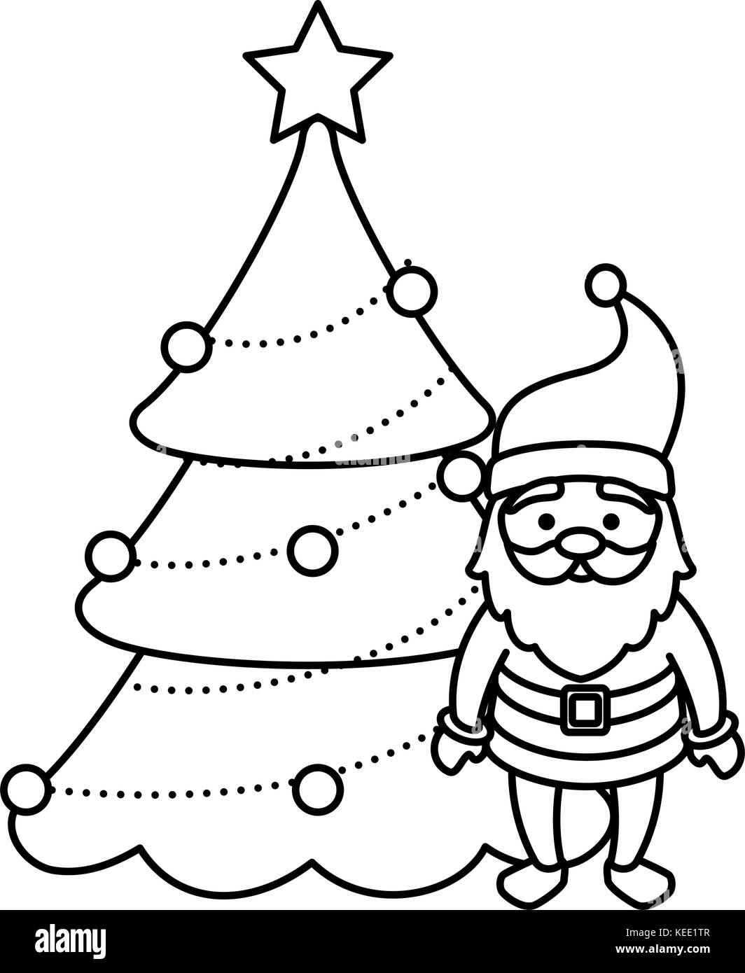 Christmas Tree And Santa Drawings