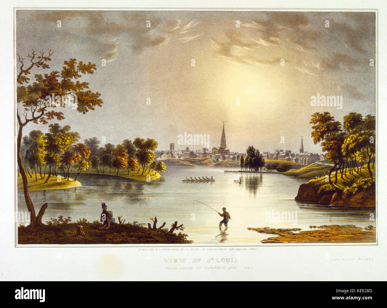 View of St. Louis from South of Chouteau's Lake, 1840. . Published and ...