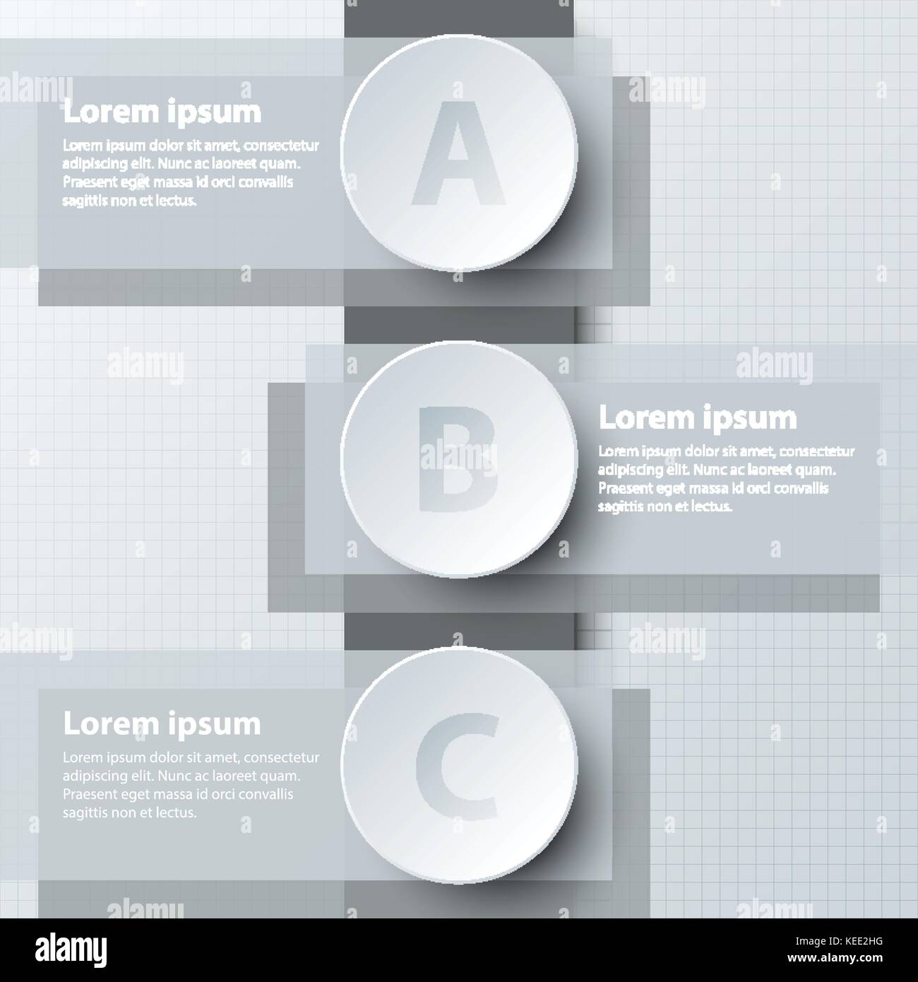 Three topics simple white 3d paper circle on double layer for website ...