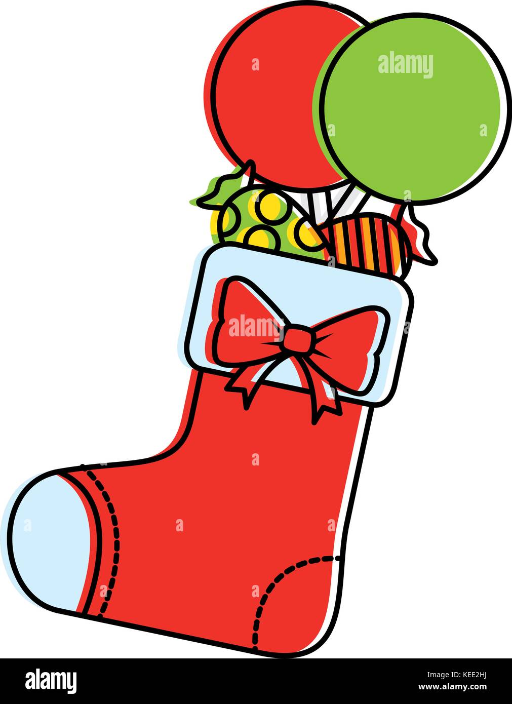 merry christmas socks decorative with candies vector illustration ...