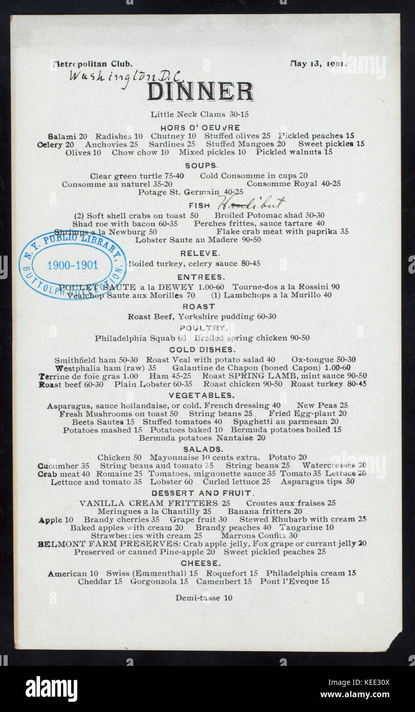 DINNER (held by) METROPOLITAN CLUB (at) WASHINGTON, D.C. (OTHER ...