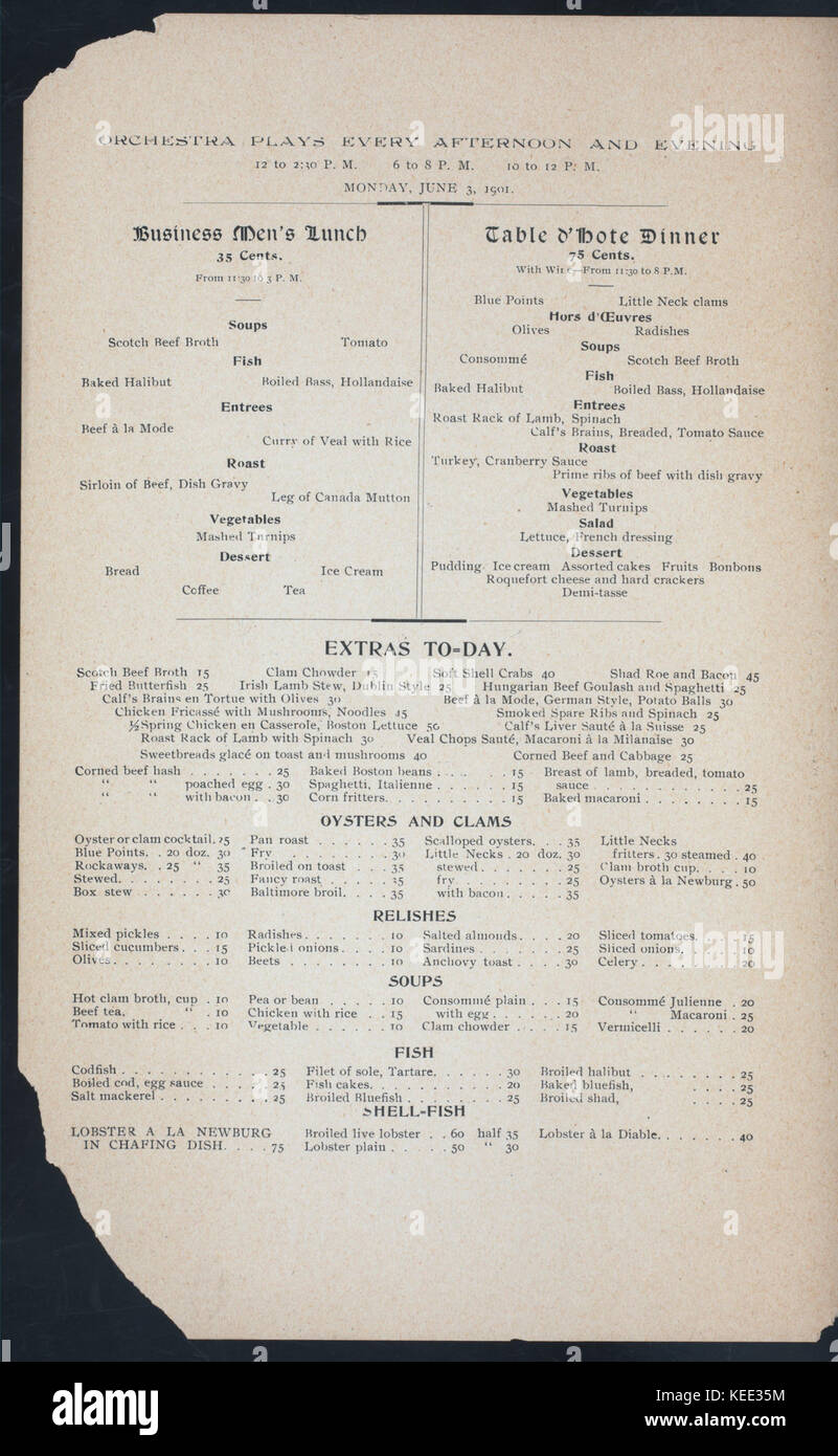 DAILY MENU (held by) COLUMBIA RESTAURANT (at) 48 EAST 14TH STREET,(NEW ...