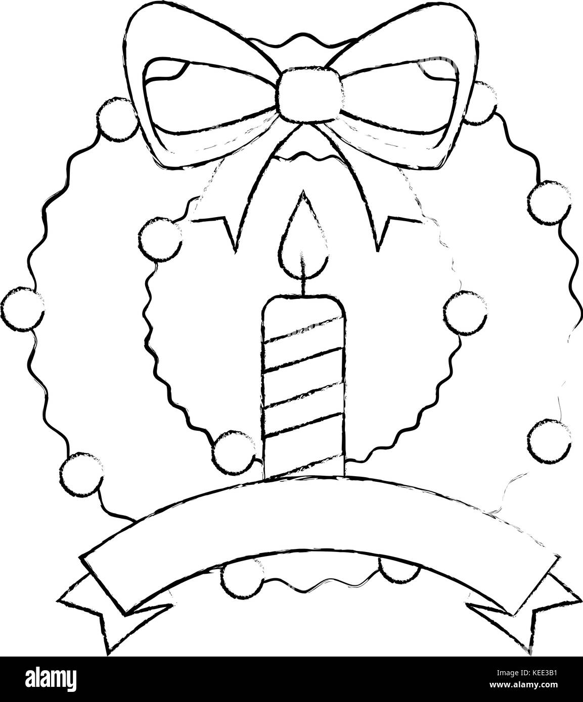 merry christmas wreath crown with candles Stock Vector Image & Art - Alamy
