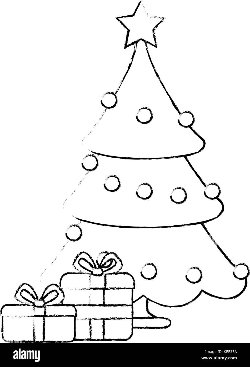 Christmas pine tree gifts Black and White Stock Photos & Images - Alamy