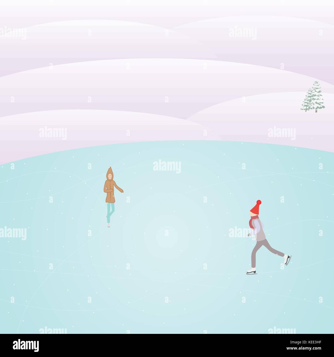 People skate on the rink on a snowy background Stock Vector Image & Art ...