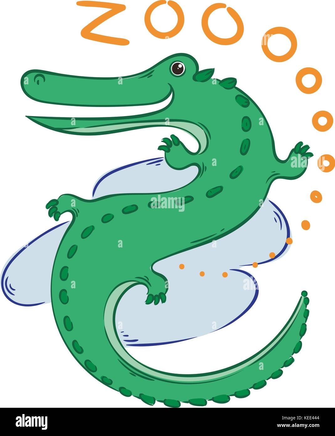Illustration of doodle cute crocodile, hand drawn graphic. Vector ...