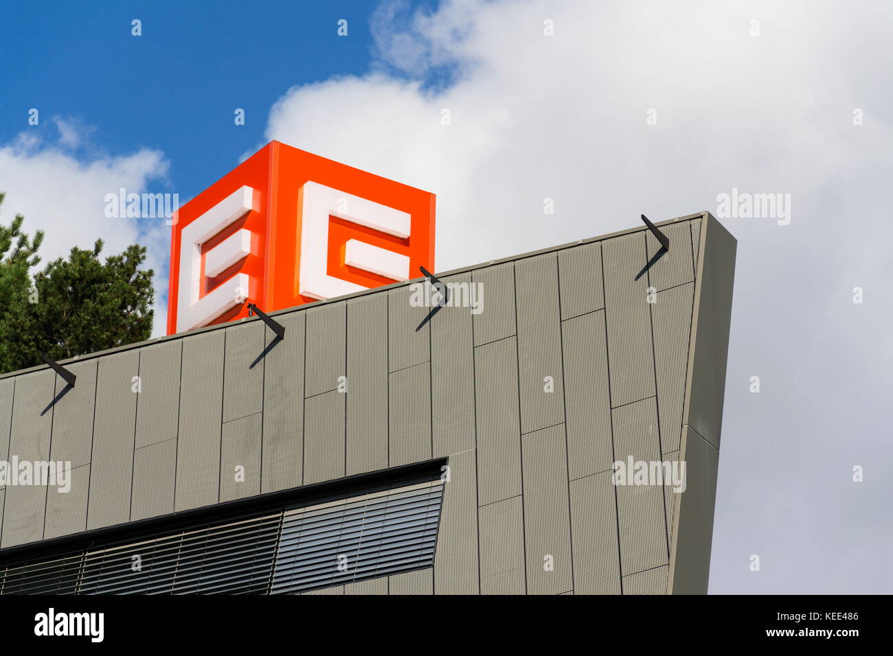 PRAGUE, CZECH REPUBLIC - OCTOBER 14: CEZ group company logo on ...