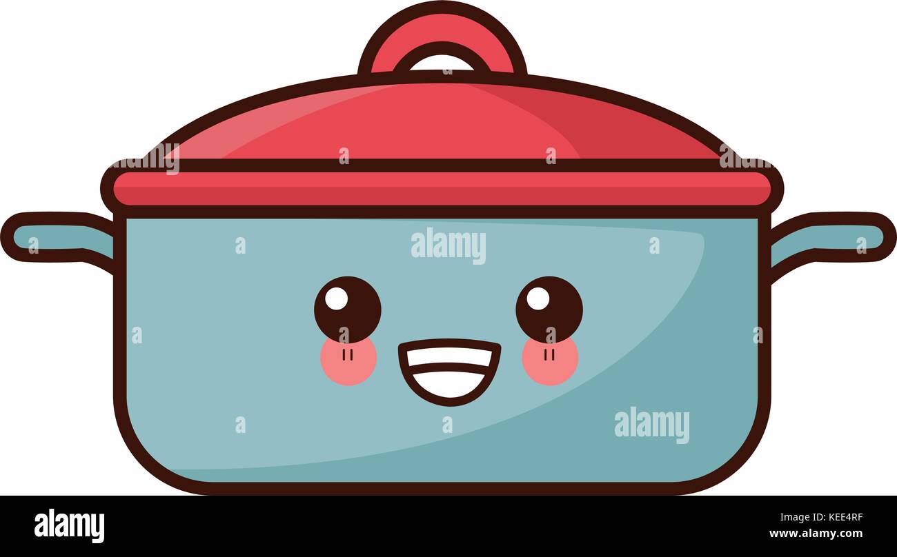 Pot with lid kitchen utensil kawaii cute cartoon Stock Vector Image ...
