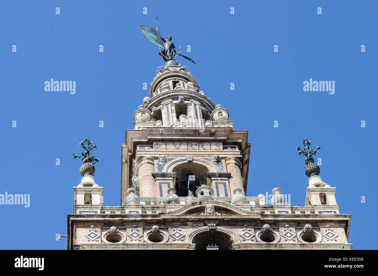 Giralda Tower is a famous landmark in the city of Seville in Spain ...