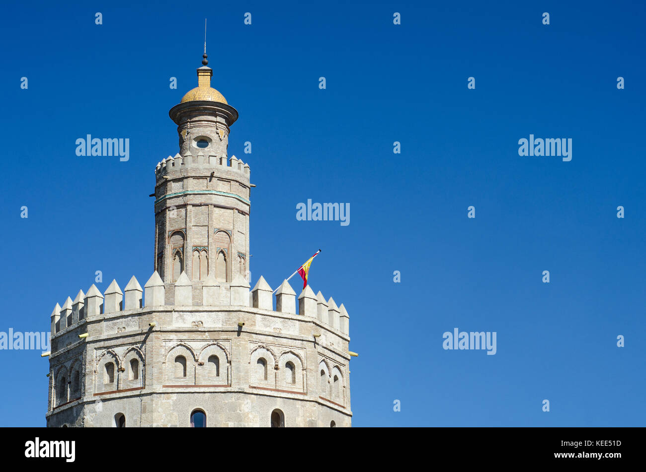 Golden tower is a famous landmark of Sevilla City, Spain Stock Photo ...