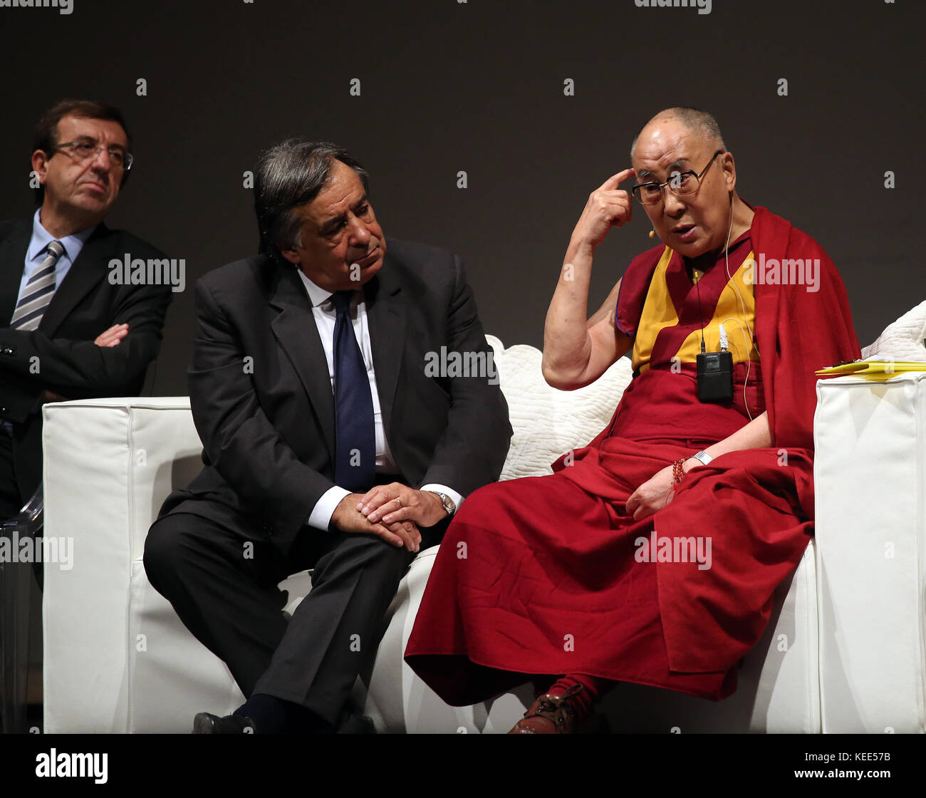 The Dalai Lama meets Mayor of Palermo Leoluca Orlando at a press ...