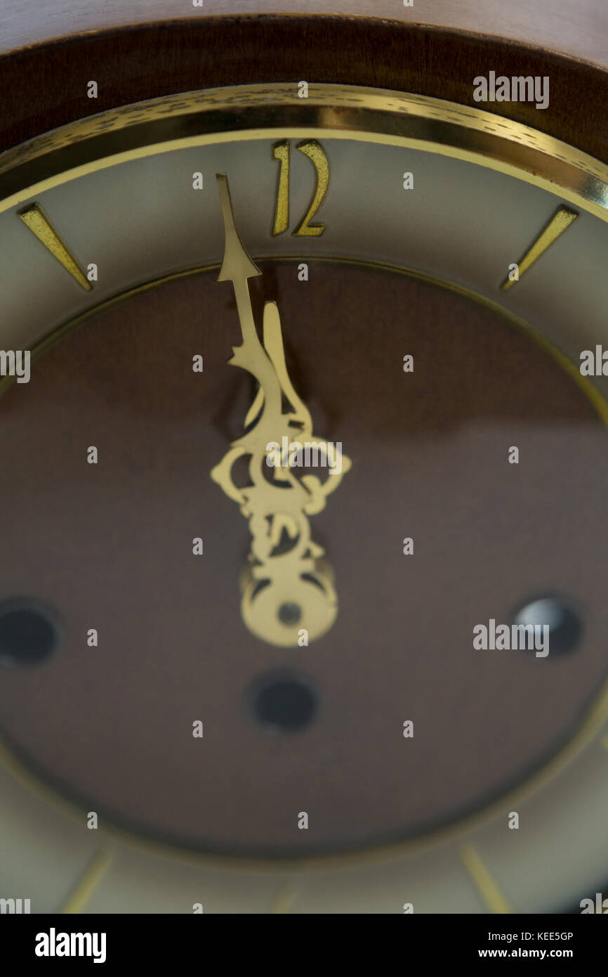 Clock hands reaching 12 clock midnight on new year 2018 Stock Photo - Alamy