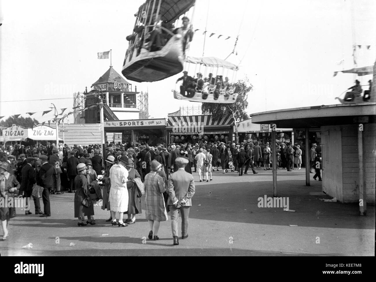General scene of a funfair fairgound in the UK c1930 Photograph by Tony ...