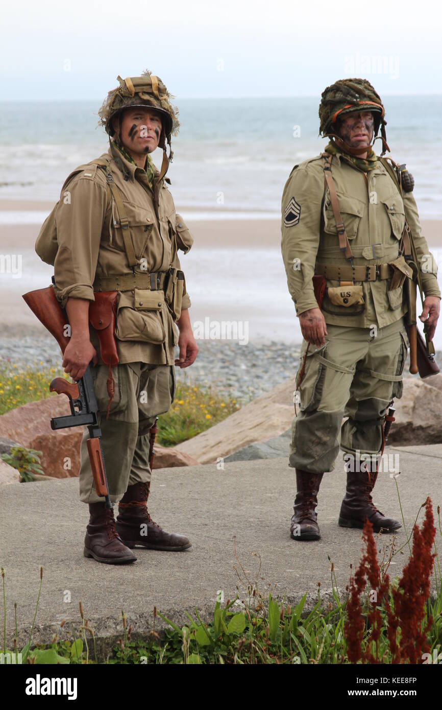 A WW11 battle re-enactment on Penmaenmawr beach Stock Photo - Alamy