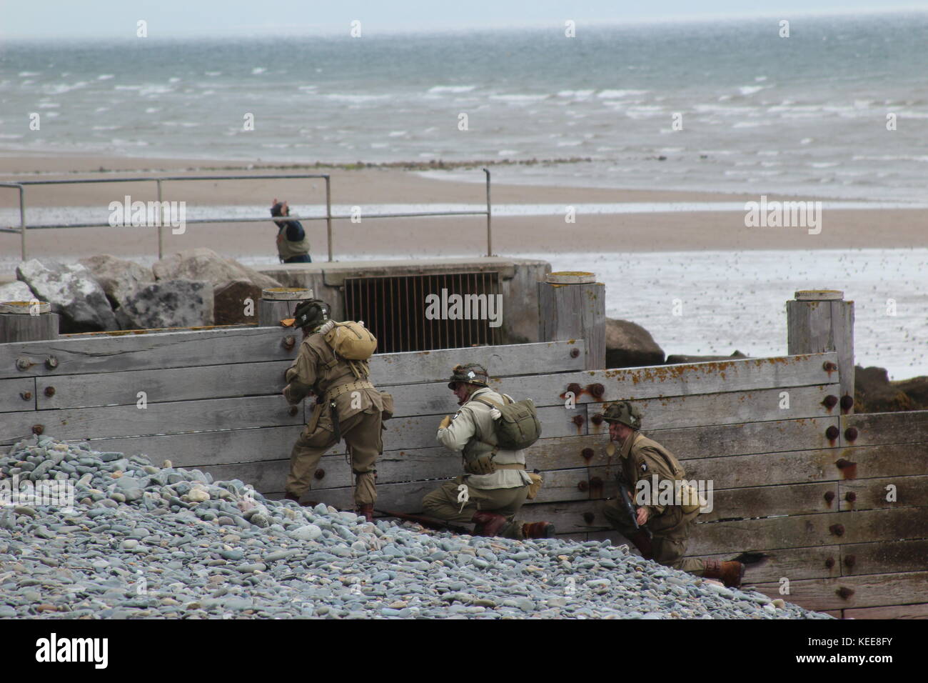 A WW11 battle re-enactment on Penmaenmawr beach Stock Photo - Alamy