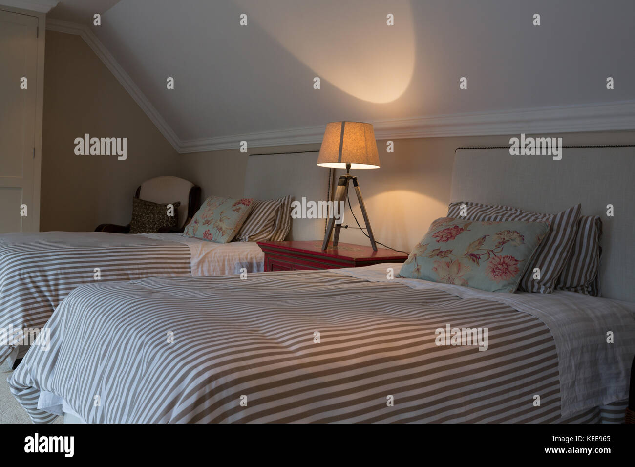 Empty bed in bedroom at home Stock Photo - Alamy