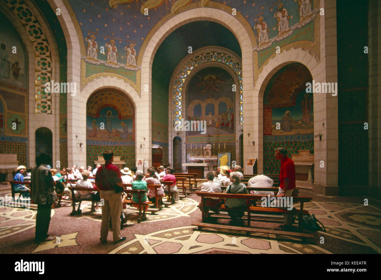 Visitors inside the church of St Peter in Gallicantu, Jerusalem Stock ...