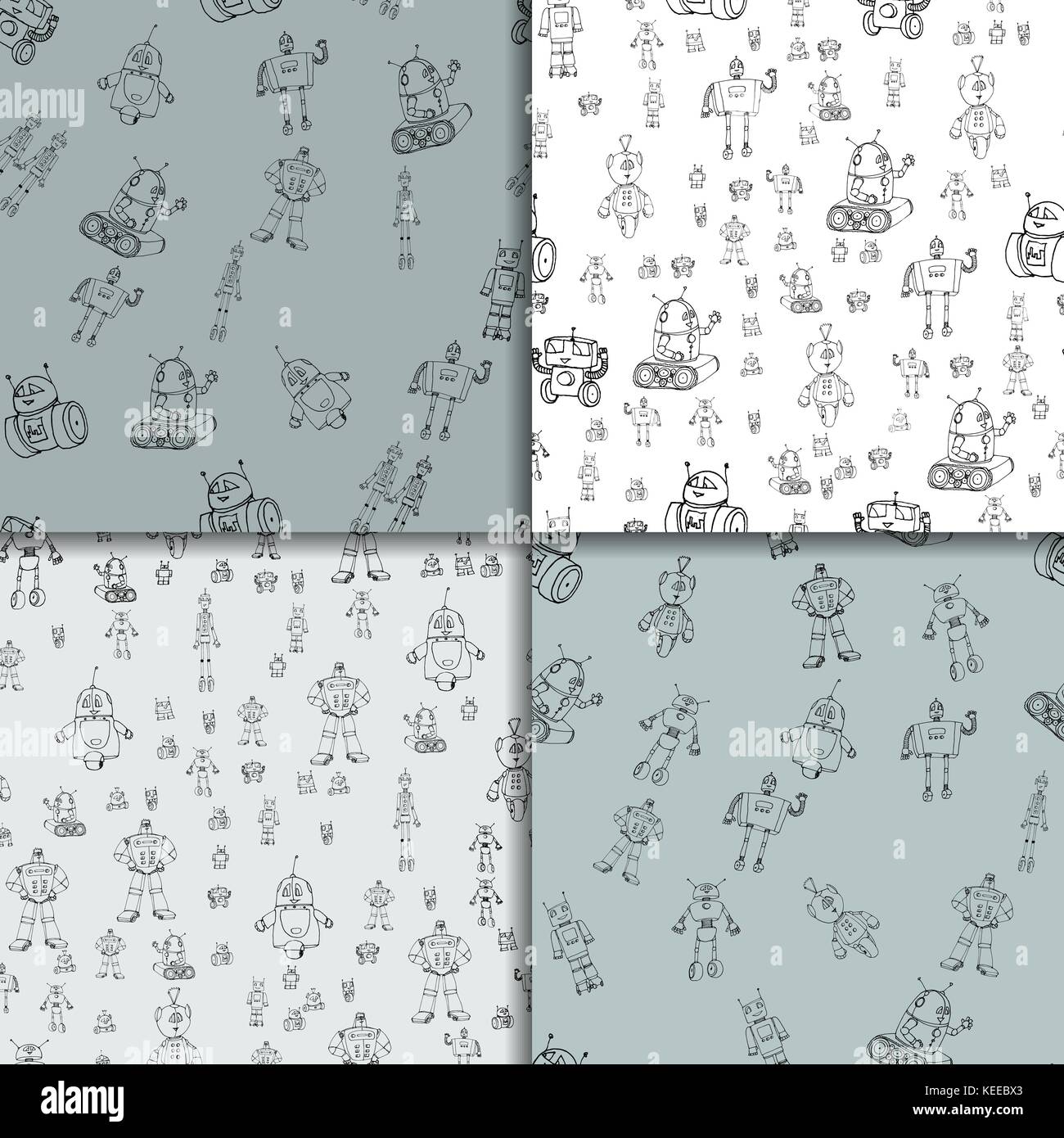 Robot doodles pattern set Stock Vector Image & Art - Alamy