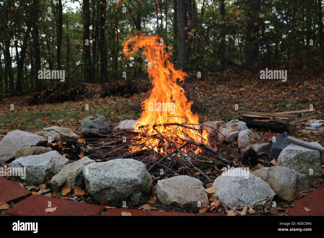 Roaring Autumn Fire Stock Photo - Alamy