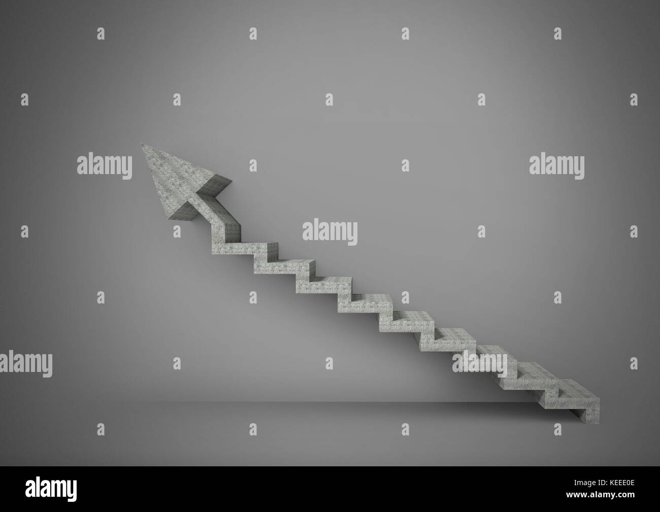 Digital composite of Grey background with arrow steps upwards Stock ...