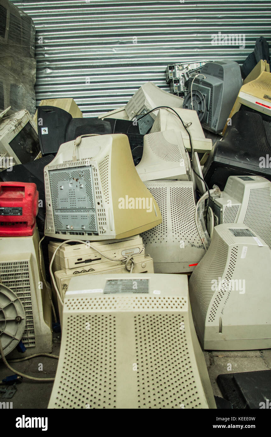 Quito, Ecuador, July, 10, 2017: Close up of sorting computer parts for ...