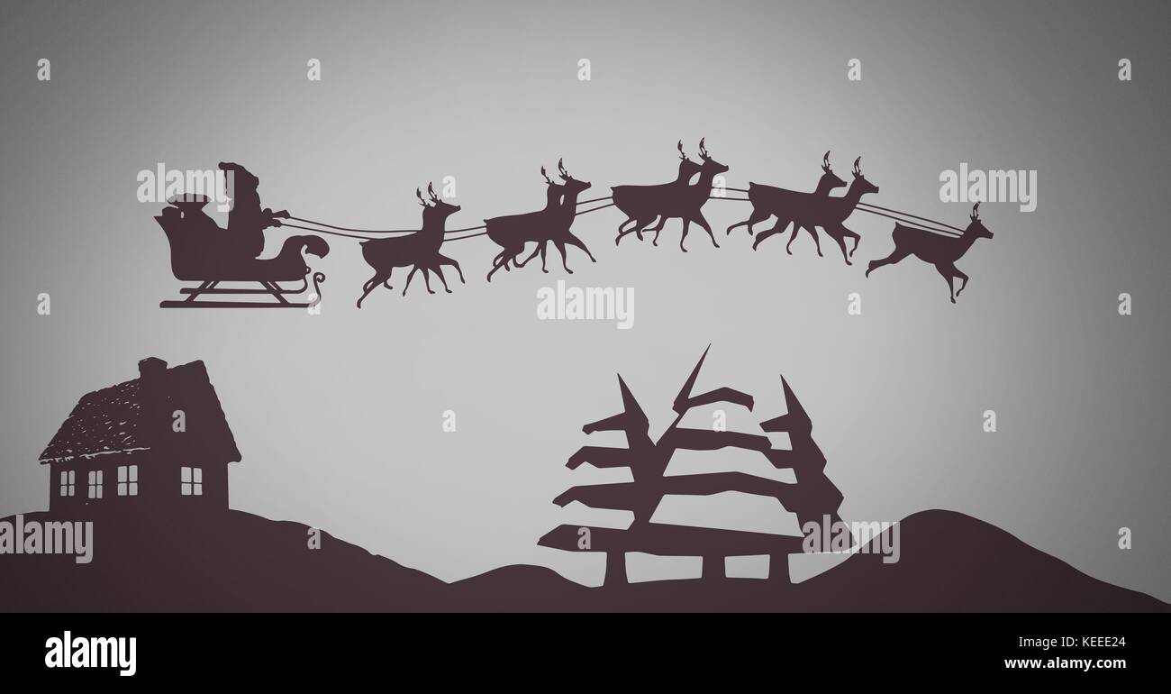 Digital composite of Grey background with Christmas illustrations Stock ...