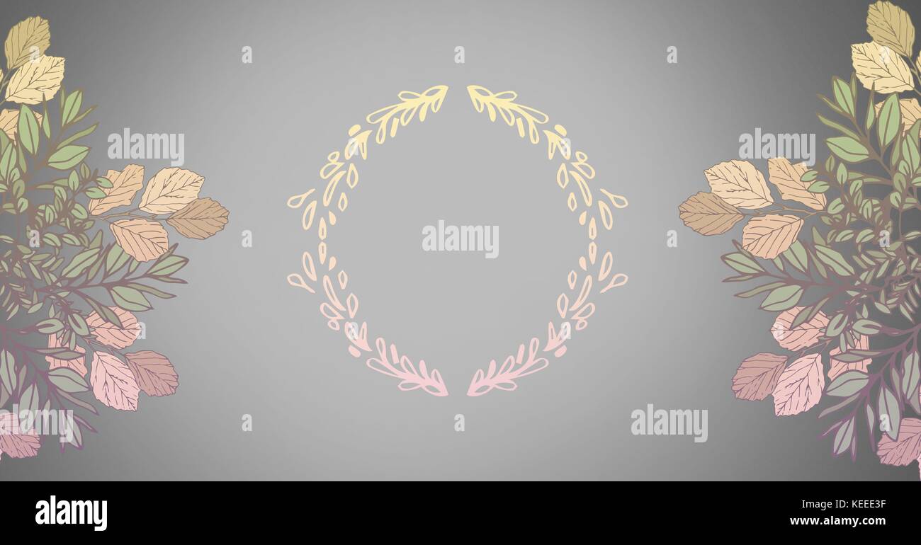 Digital composite of grey background with pretty flower patterns Stock ...