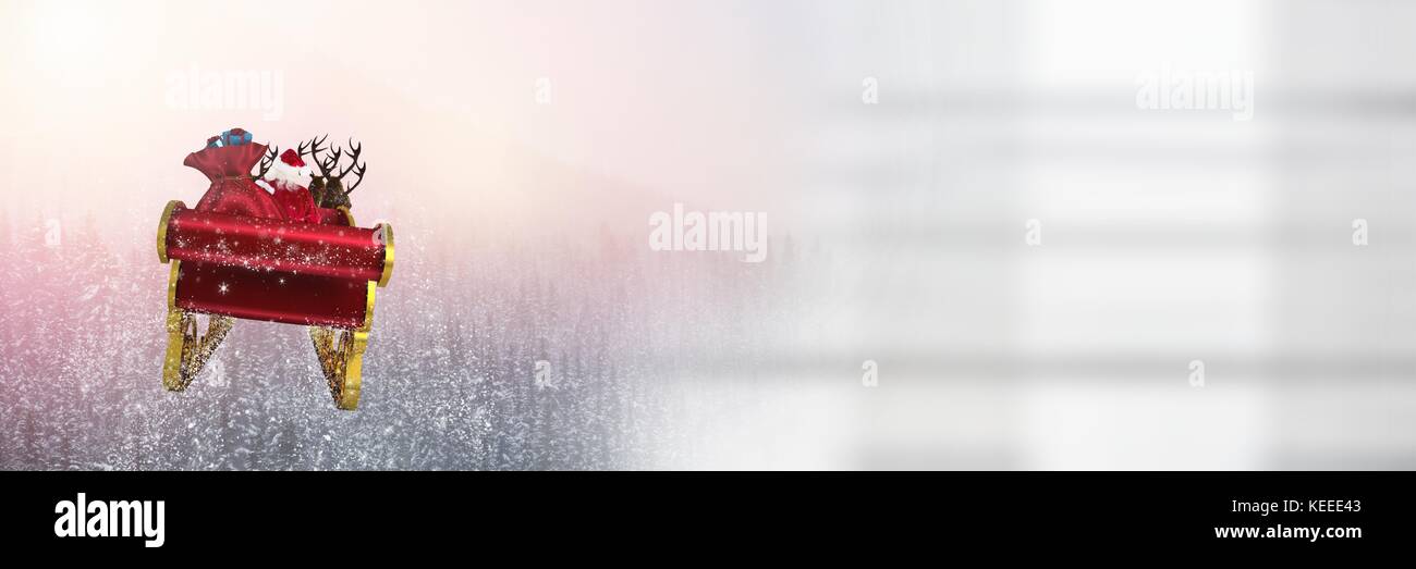 Digital composite of Winter transition of Santa's sleigh and reindeer's ...