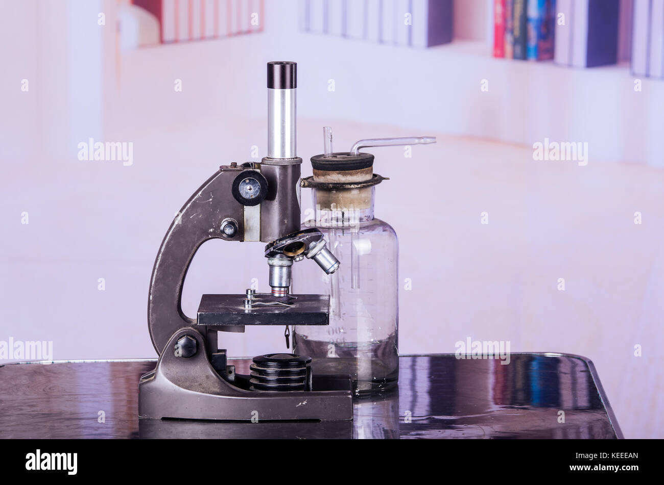Close up of a medical laboratory, microscope for chemistry biology test ...