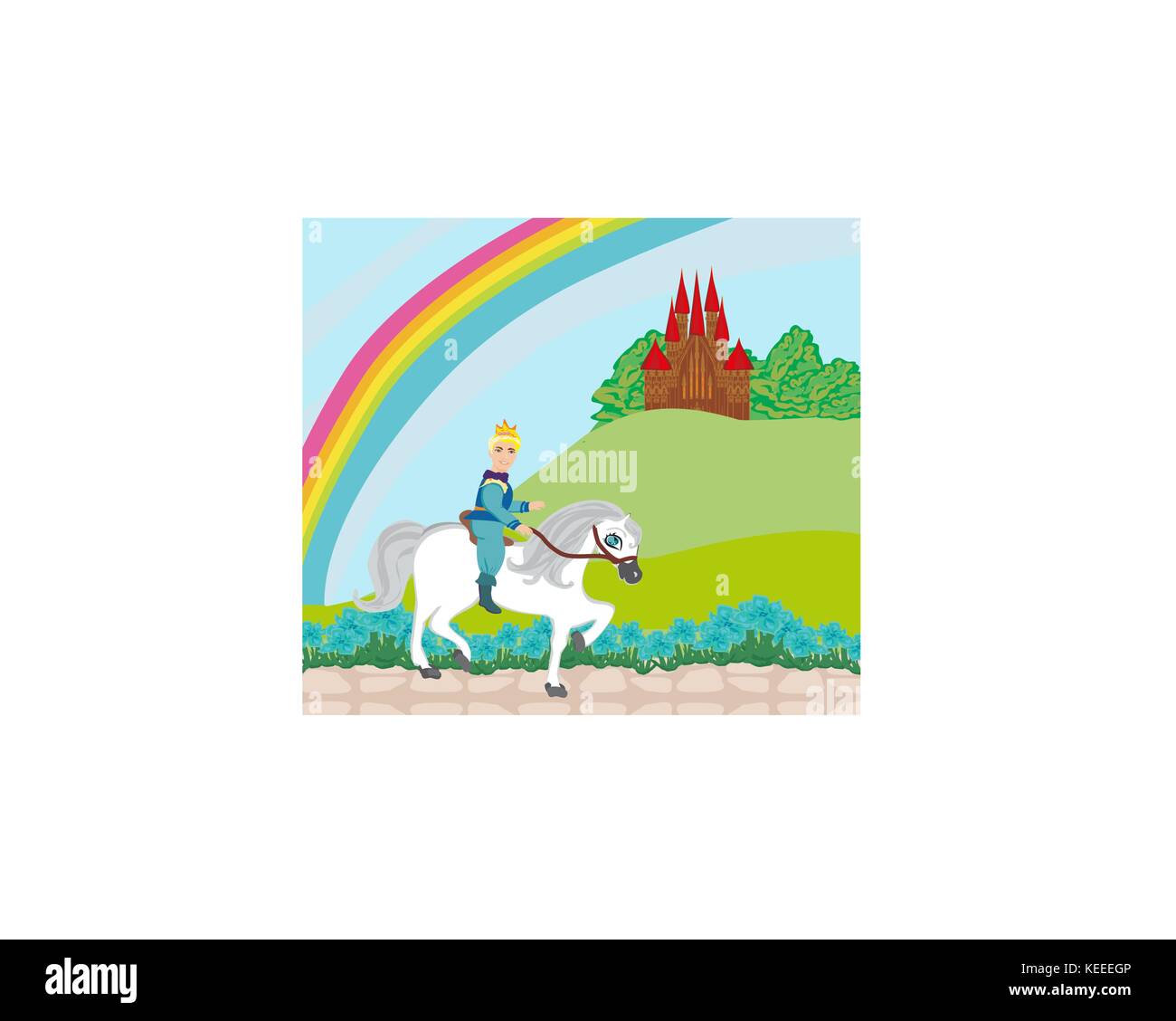 Prince riding a horse to the castle Stock Vector Image & Art - Alamy