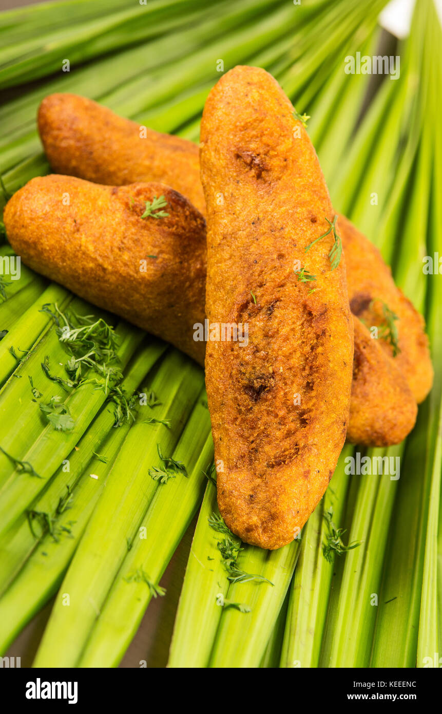 Bolon an ecuadorian typical food on a green leaf Stock Photo - Alamy