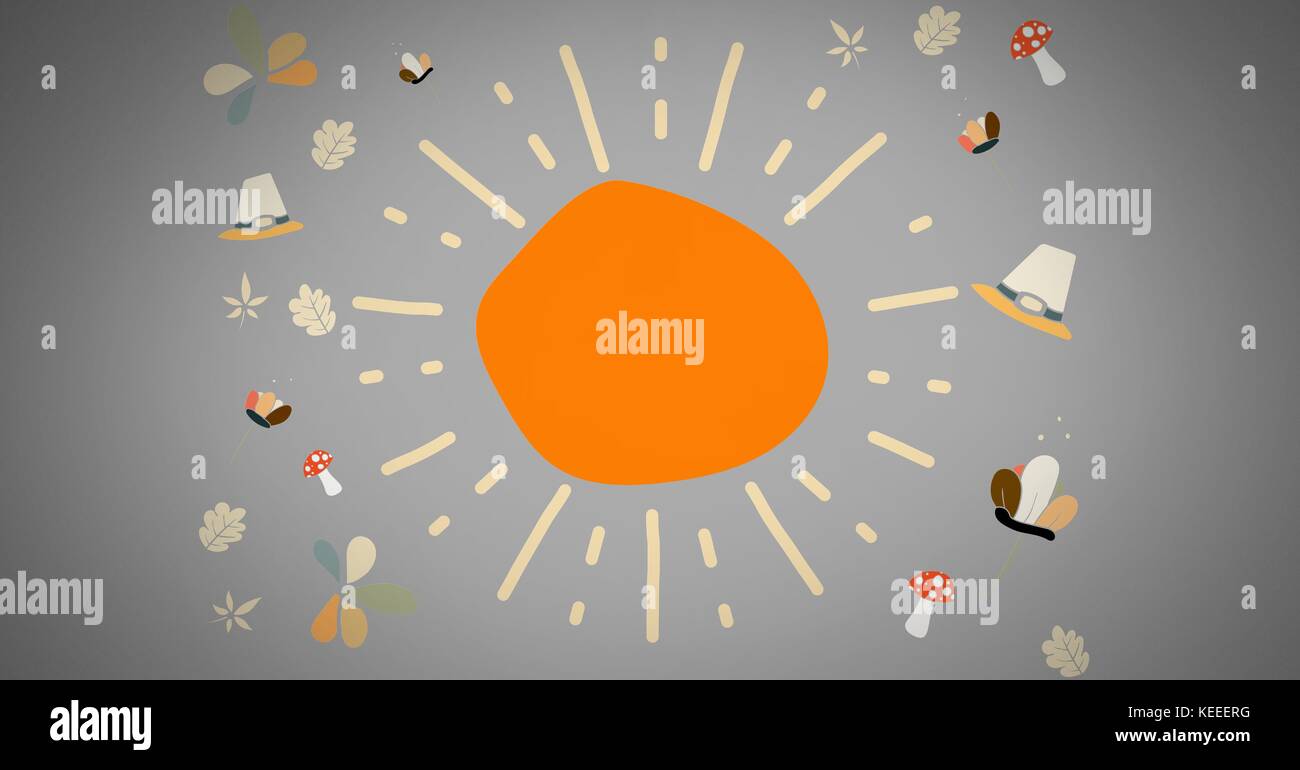 Digital composite of Grey background with colorful illustrations Stock ...