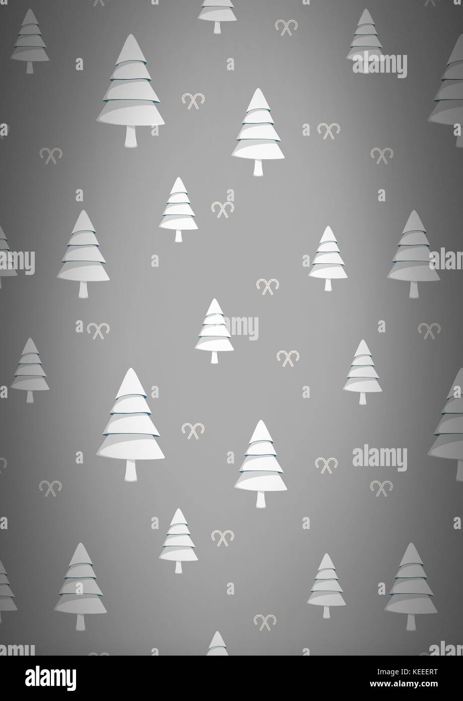 Digital composite of Christmas trees pattern on grey background Stock ...