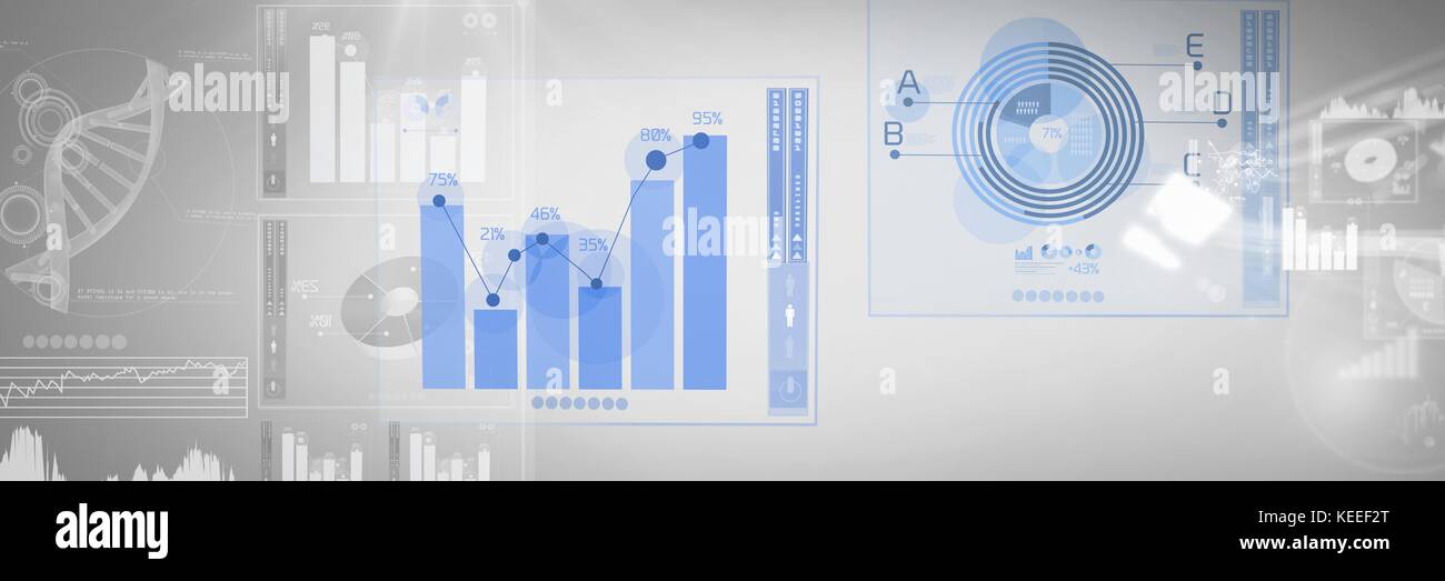 Digital composite of Technology interface diagrams and charts Stock ...