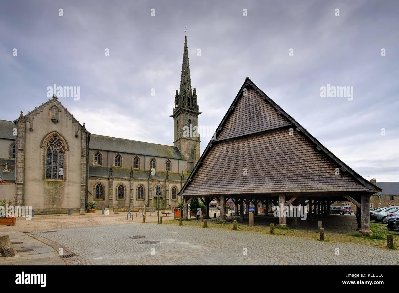 Les halles of Plouescat in Finistere in Brittany, France Stock Photo ...