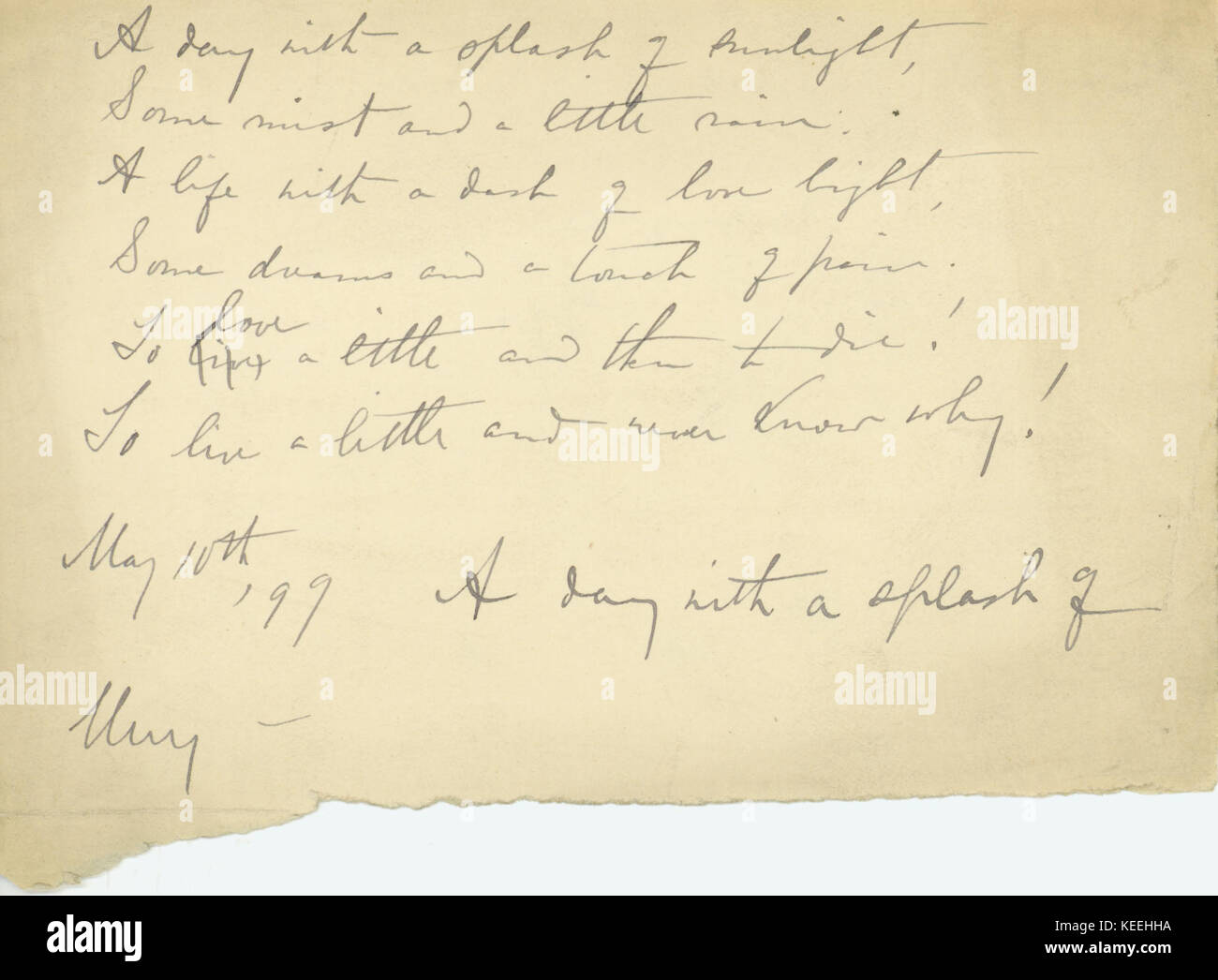 Original manuscript of poem, A Day with a Splash of May (draft three ...